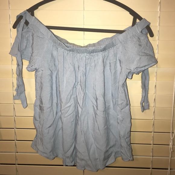 Tops | Cute Baby Blue Off The Shoulder Top Medium | Poshmark